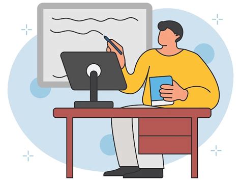 premium vector businessman showing analysis on screen illustration