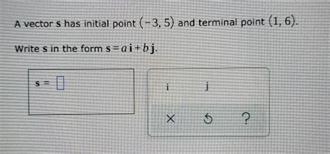 Solved A Vector S Has Initial Point 3 5 And Terminal Chegg Com