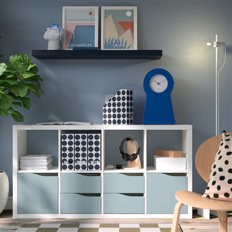 Kallax Shelving Unit With 2 Doors4 Drawers Whitelight Grey Blue Wave Kallax Shelving Unit With 2 Doors4 Drawers Whitelight Grey Blue Wave
