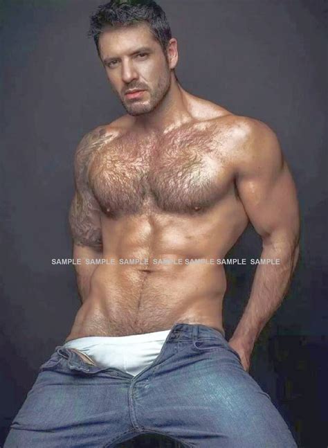 Matted Shirtless Photograph 5x7 H174 Handsome Hairy Muscular Dude In