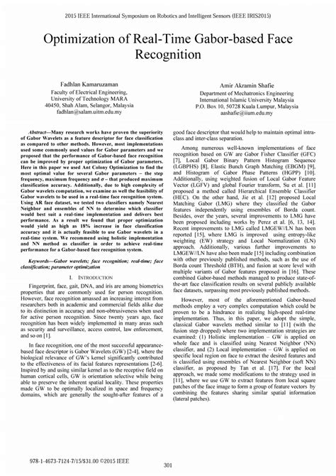 Pdf Optimization Of Real Time Gabor Based Face Recognition