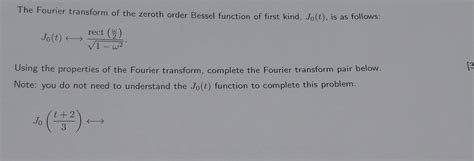 Solved The Fourier Transform Of The Zeroth Order Bessel