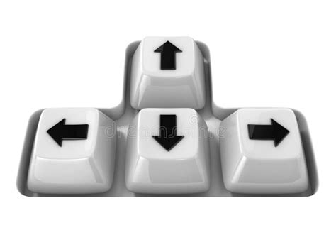 The Four White Keyboard Arrows Keys On A White Background Front View
