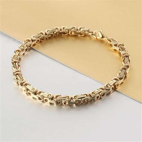 568mm Men Byzantine Stainless Steel Bracelet Heavy Strong Link Chain