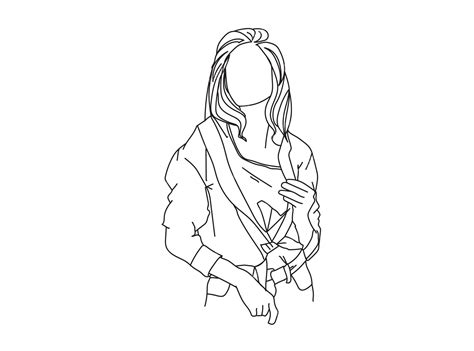 Premium Vector Cute Girl Line Art Drawing
