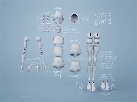 Bjd Doll Full Set Digital Stl Obj Files For 3d Printing Etsy