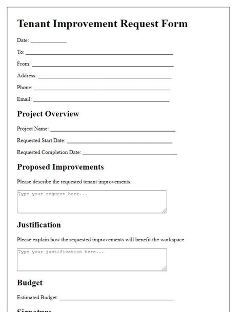 Letter Template For Tenant Improvement Request Form Free Samples In