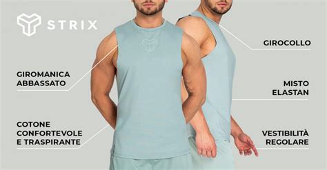 Canotta Cut Off Essential Moon Grey Strix Gymbeamit