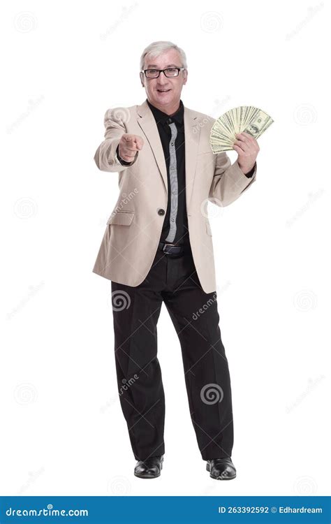 En Pleno Crecimiento Feliz Hombre Inteligente Con Billetes Foto De Archivo Imagen De Hombre