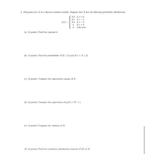 Solved 4 20 Points Let X Be A Discrete Random Variable