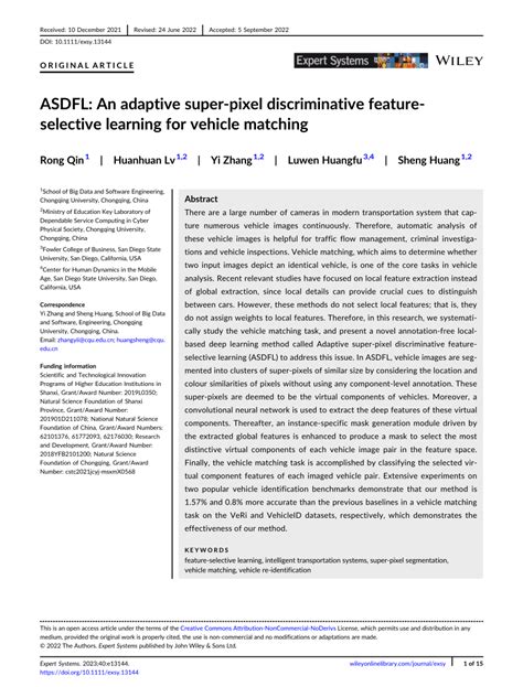 Pdf Asdfl An Adaptive Super‐pixel Discriminative Feature‐selective Learning For Vehicle Matching
