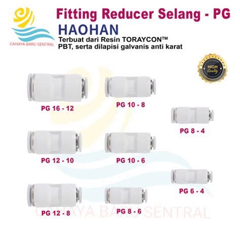 Promo Konektor Fitting Pneumatic Lurus Sambungan Selang Pg Pg 6 4