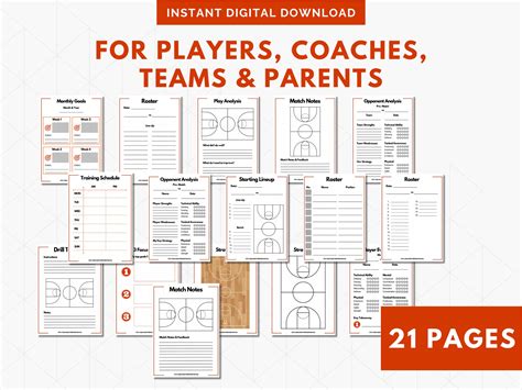 Basketball Coaching Sheet Printable Basketball Journal Basketball