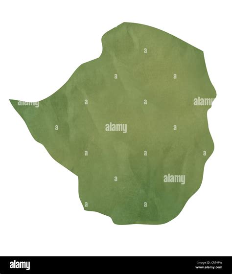 Ancienne Carte Papier Vert Du Zimbabwe Isolé Sur Fond Blanc Photo Stock