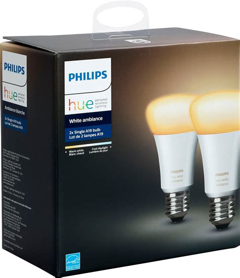 Best Buy Philips Hue White Ambiance A19 Wi Fi Smart Led Bulb 2 Pack