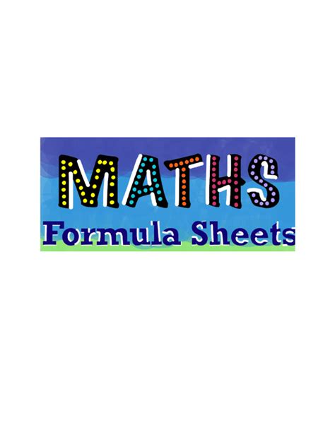 Maths Formula Sheet Pdf