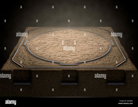 A 3d Render Of An Empty Traditional Sumo Wrestling Ring Made With Sand