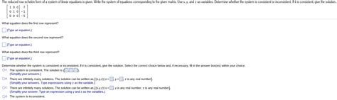 Solved The Reduced Row Echelon Form Of A System Of Linear