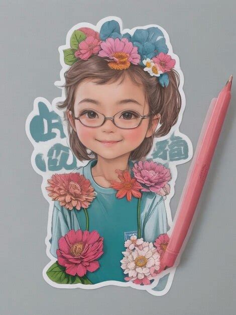 Premium Photo Cute Teacher Sticker With A Pencil