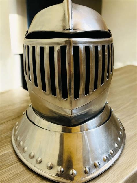 Medieval Knight Bascinet Helmet With Visor Handcrafted Steel Armor