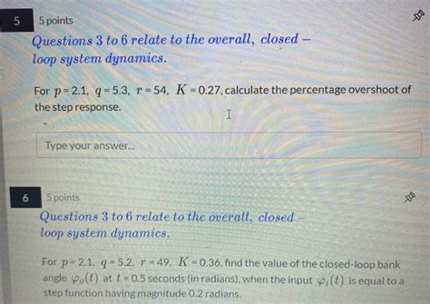 Solved Overall Closed Loop Dynamics Q3 To 26 The