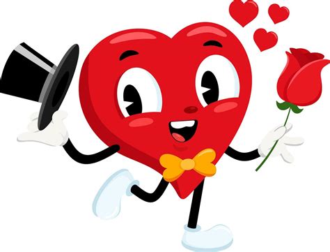 carino rosso cuore retrò cartone animato personaggio Tenere un rosa Arte vettoriale a