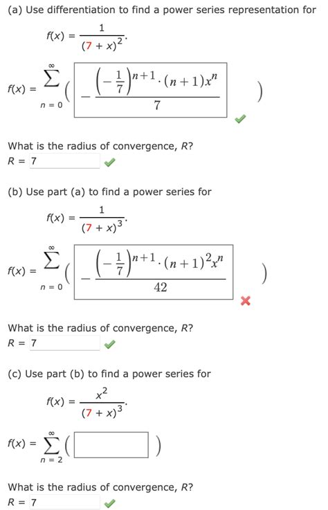 Solved (a) ﻿Use differentiation to find a power series | Chegg.com