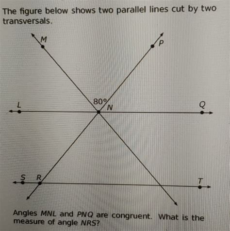 The Figure Below Shows Two Parallel Lines Cut By Two Transversals Angles Mnl And Pnq Are [math]