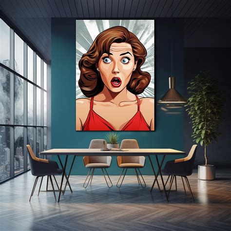 Comic Pop Art Woman Wow Tempered Glass Wall Artglass Etsy Uk