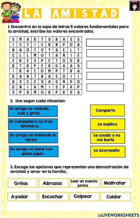 La Amistad Ética y valores activity en 2025 Actividades de