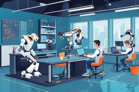 Premium Photo A Robotics Lab With Students Developing Ai Algorithms