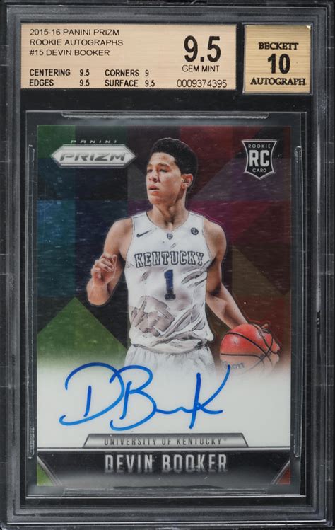 2015 Panini Prizm Devin Booker Rookie Auto Rs Db Bgs 95 Gem Mint Weekly Sunday Auction