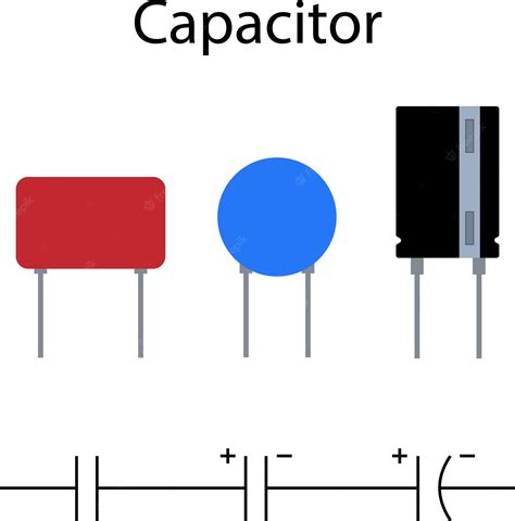Premium Vector Flat Capacitor Electronic Component With Symbols