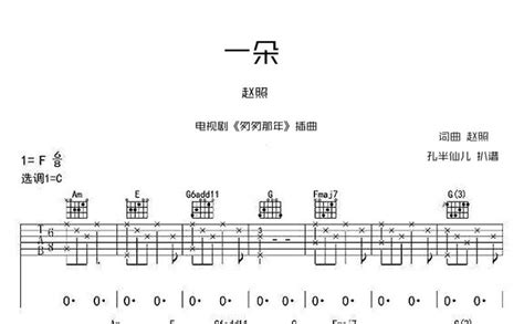 一朵吉他谱 赵照 C调吉他弹唱谱 琴谱网