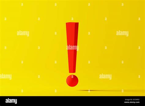 Three Dimensional Render Of Red Exclamation Point Against Yellow