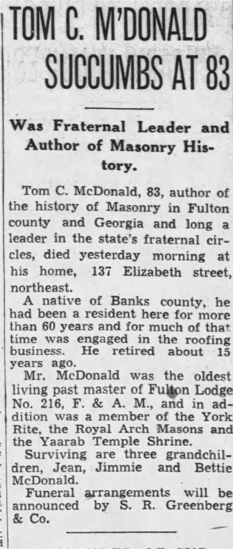 Thomas Cartledge “tom” Mcdonald 1856 1940 Find A Grave Memorial