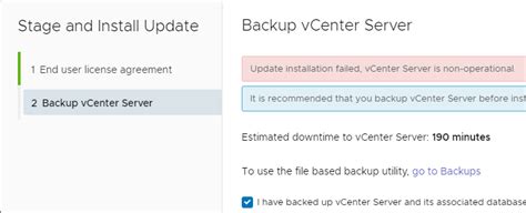 How To Workaround Update Installation Failed Vcenter Server Is Non