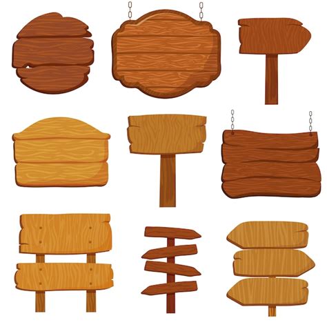 나무 간판 나무 패널 프리미엄 벡터