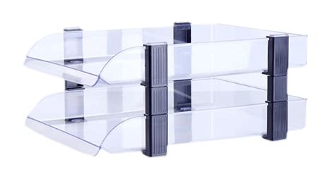 Jp Yfs レターケース 2段＆3段＆4段 デスクトレー ファイルラック 書類トレー 縦型＆深型 ブラック 黒 クリア 積み重ねる対応 シンプル おしゃれ 頑丈 卓上