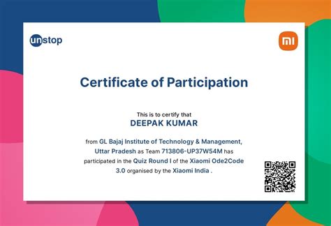 Deepak Kumar On Linkedin Certificate For Xiaomi Ode2code 30