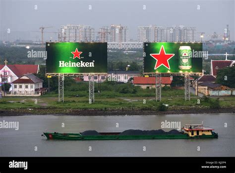 Vietnam Ho Chi Minh City Ship On Saigon River During Heavy Monsoon