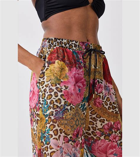 Buy Karen Millen Leopard Floral Wide Leg Beach Trousers In Multiple