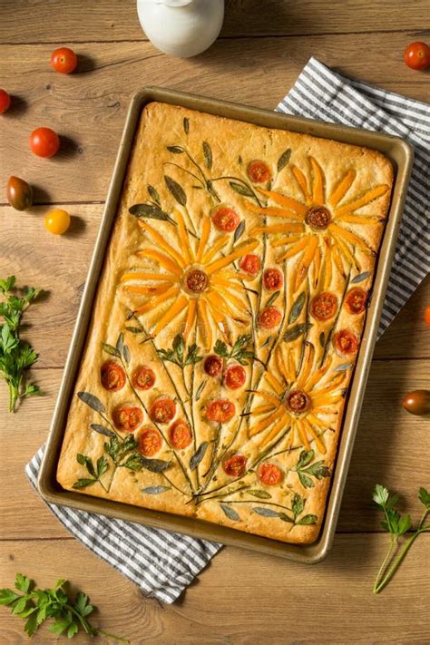 Homemade Flower Focaccia Bread Art Stock Image Image Of Delicious