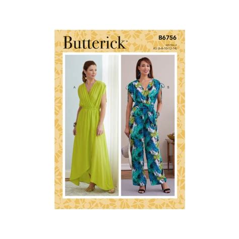 Butterick Sewing Pattern 6756 A5 Misses Dress Jumpsuit Sash FREE