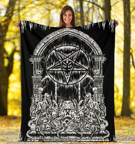 Skull Skeleton Satanic Pentagram Drip Shrine Blanket Satanic Etsy
