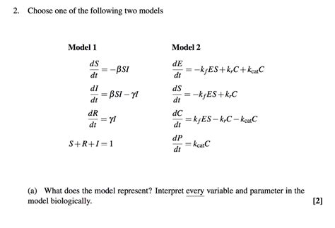 Choose One Of The Following Two Models Model De Chegg