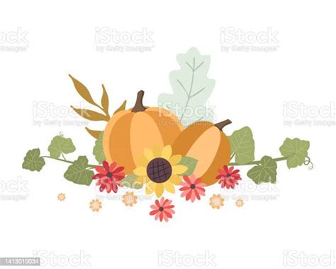 추수 축제 또는 추수 감사절을위한 가을 개념 해바라기와 나뭇잎이있는 푹신 포스터 웹 배너 전단지 엽서에 대한 배경 만화에 대한 스톡 벡터 아트 및 기타 이미지 Istock