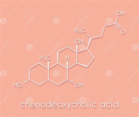 Chenodeoxycholic Acid Drug Molecule Skeletal Formula Stock