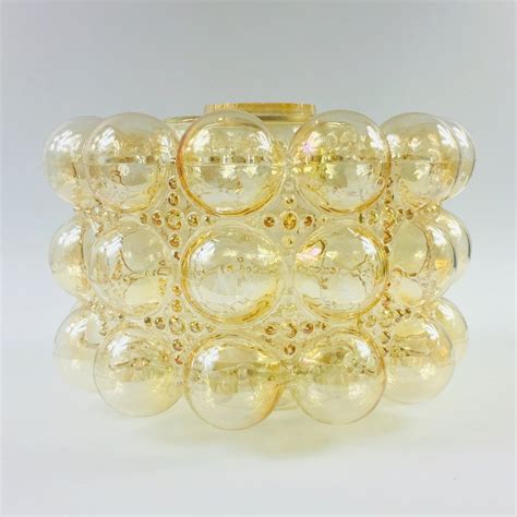 Large Mid Century Amber Bubble Glass Pendant Or Ceiling Light By Helena