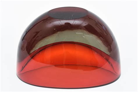 Vintage Murano Antonio Da Ros For Cenedese Red Charcoal Orange